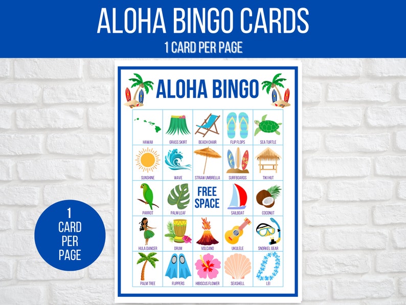 Aloha Bingo Luau Bingo Hawaiian Bingo 30 Printable Luau - Etsy