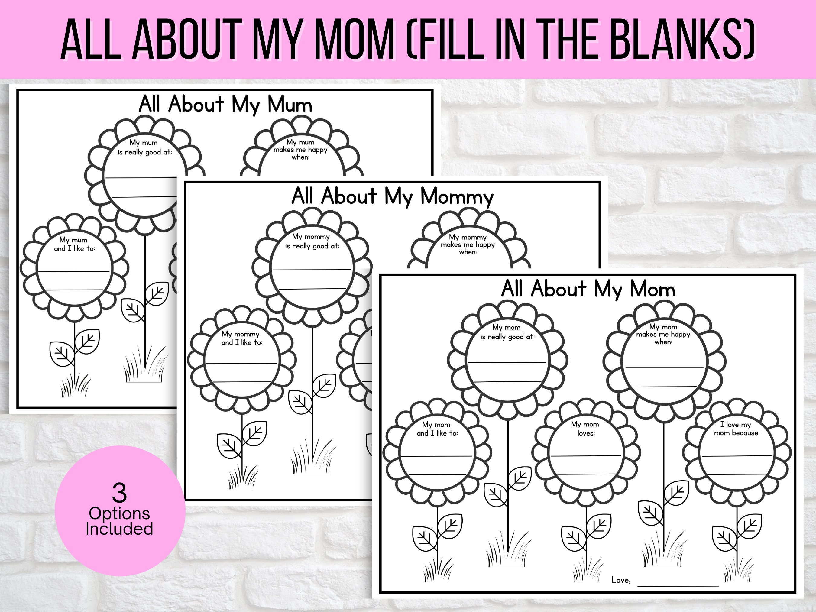 All About My Mom Fill in the Blanks Questionnaire - Etsy