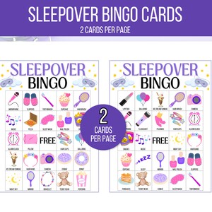 Sleepover Bingo, Sleepover Game, Slumber Party Bingo, Pajama Party ...