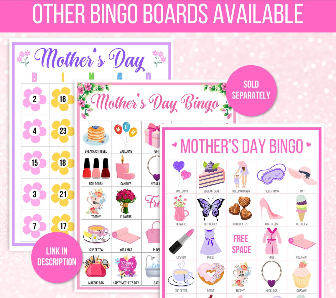 Mother's Day Bingo, 150 Mother's Day Bingo Cards, Mother's Day Activity ...