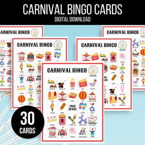 Carnival Bingo, Carnival Game, Carnival Party Activity, Carnival ...