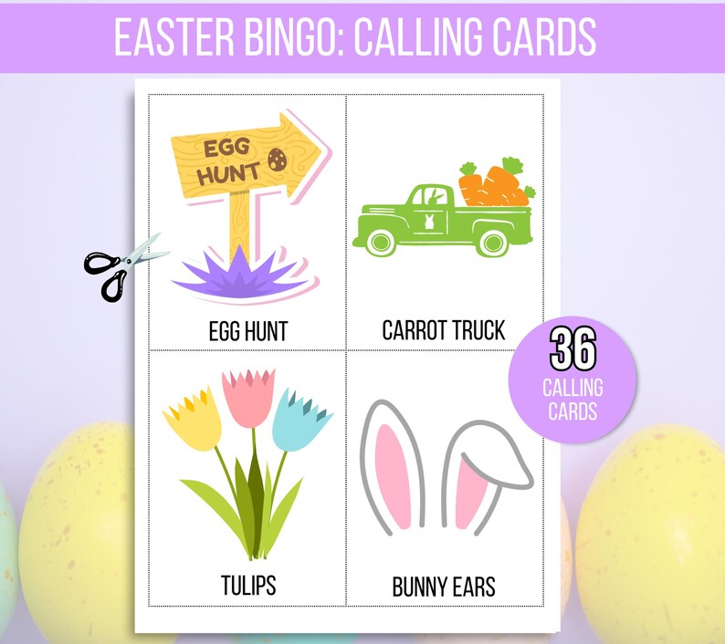Easter Bingo, 60 Printable Easter Bingo Cards, Easter Activity for Kids ...