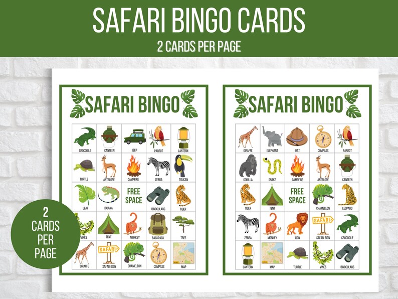 Safari Bingo 30 Printable Safari Bingo Cards Safari Party - Etsy
