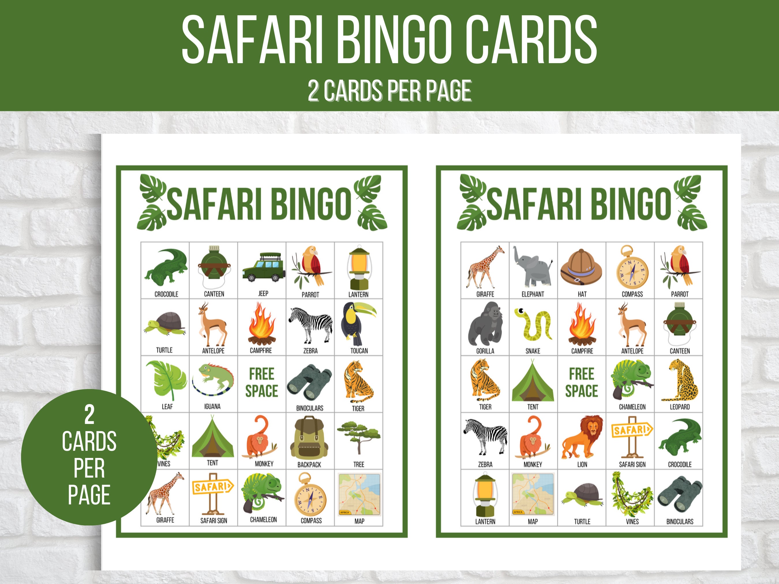 Safari Bingo 30 Printable Safari Bingo Cards Safari Party - Etsy