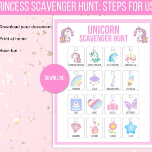 Unicorn Scavenger Hunt, Printable Unicorn Party Game, Unicorn Birthday ...