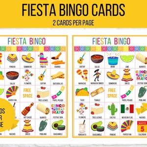 Fiesta Bingo 30 Printable Fiesta Bingo Cards Fiesta Activity - Etsy