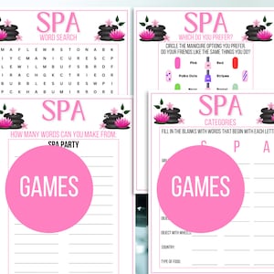 Spa Party Games Printable, Spa Party Activities, Girls Spa Party Games ...