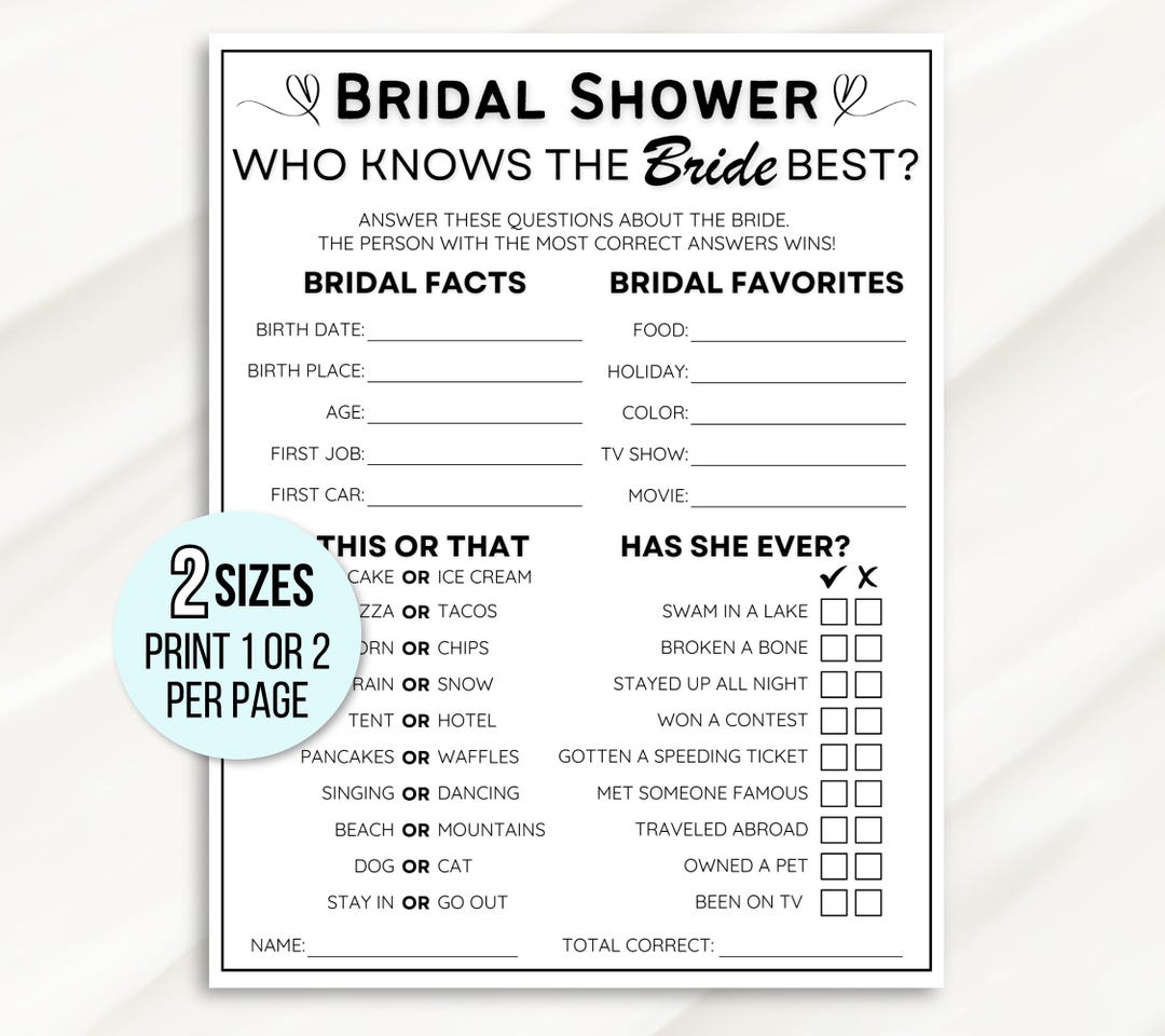 Who Knows the Bride Best, How Well Do You Know the Bride, Bridal ...