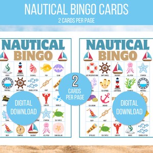 Nautical Bingo, 30 Ocean Bingo Cards, Under the Sea Bingo, Sailing ...