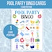 Pool Party Bingo, 30 Unique Printable Pool Bingo Cards, Pool Party Game ...