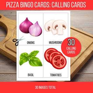 Pizza Bingo, Pizza Party Bingo, 50 Printable Pizza Bingo Cards, Pizza ...