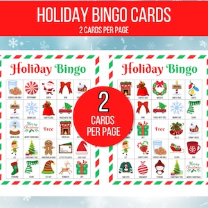 Holiday Bingo, 100 Holiday Bingo Cards, Christmas Bingo, Christmas ...