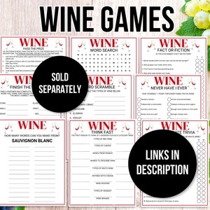 Wine Bingo, 30 Printable Wine Bingo Cards, Wine Game Night, Wine Party ...