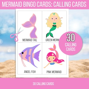Mermaid Bingo, 30 Unique Printable Mermaid Bingo Cards, Mermaid Game ...