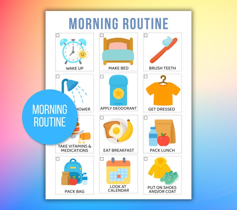 ADHD/ Neurodivergent Daily Visual Schedule, Editable Routine Charts ...