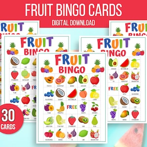 Fruit Bingo, 30 Printable Fruit Bingo Cards, Fruit Game, Fruit Party ...