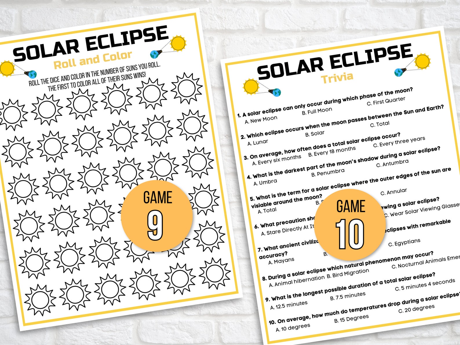 Solar Eclipse Games, Printable Solar Eclipse Games, Solar Eclipse Game ...