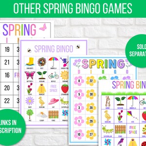 Spring Bingo, 100 Spring Bingo Cards, Spring Carte Bingo, Spring ...