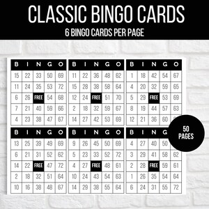 300 Bingo Cards, 6 per Page, Fun Party Game, Classroom Activity, Bingo ...