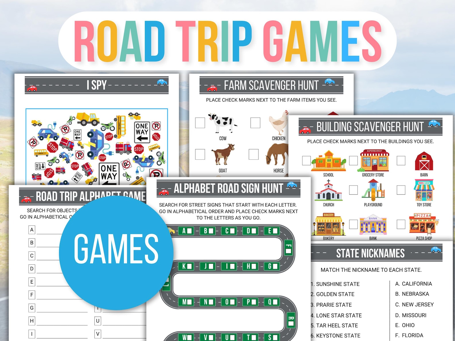 Mega Kids Road Trip Games, Travel Activities, Road Trip Games Bundle ...