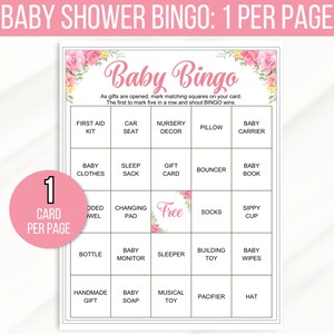 100 Baby Shower Bingo Cards, Baby Girl Bingo Game Cards, Baby Gift ...