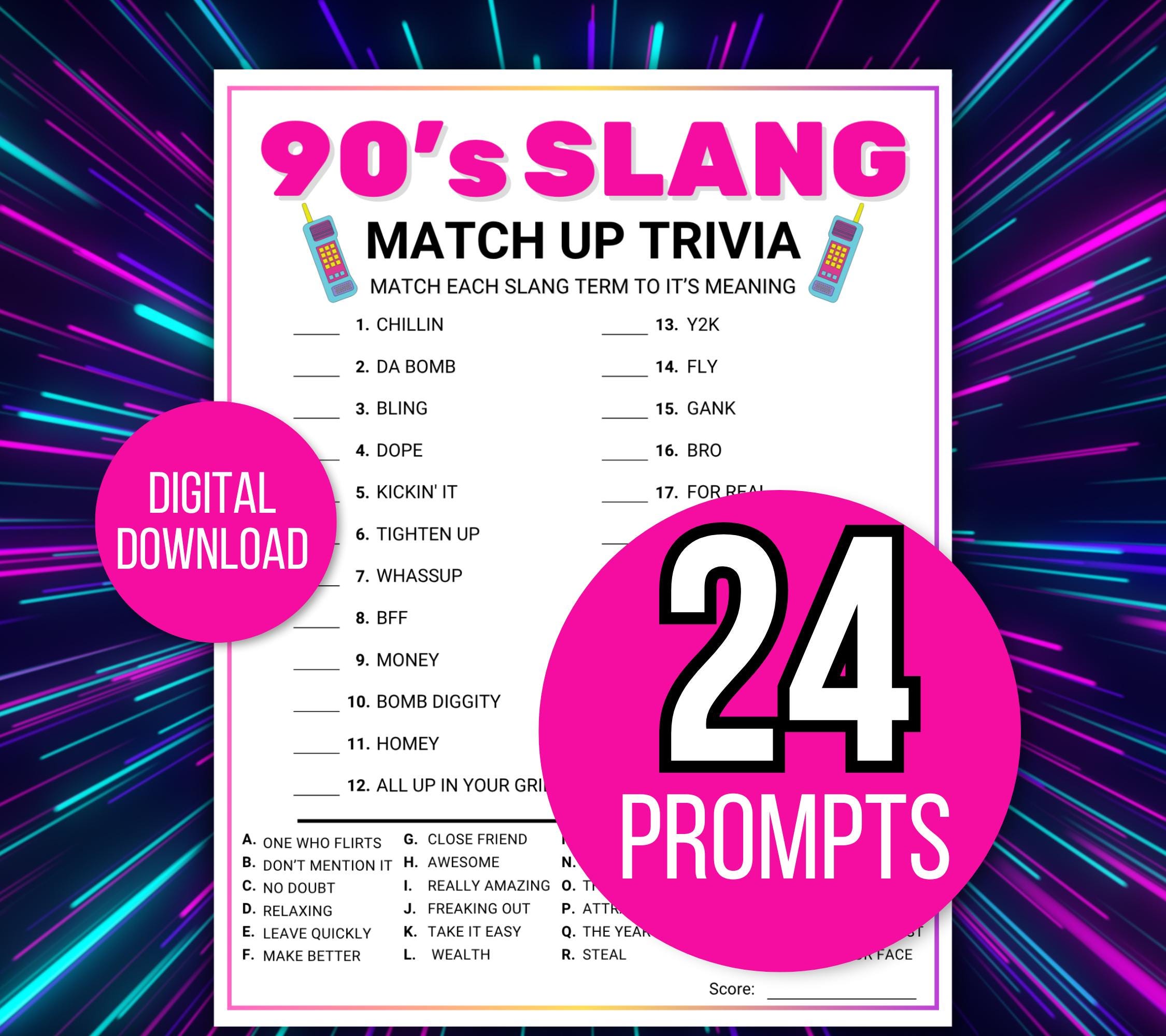 90s Trivia Game, 90s Game, 90s Slang Game, 90s Pop Culture Quiz, Fun ...