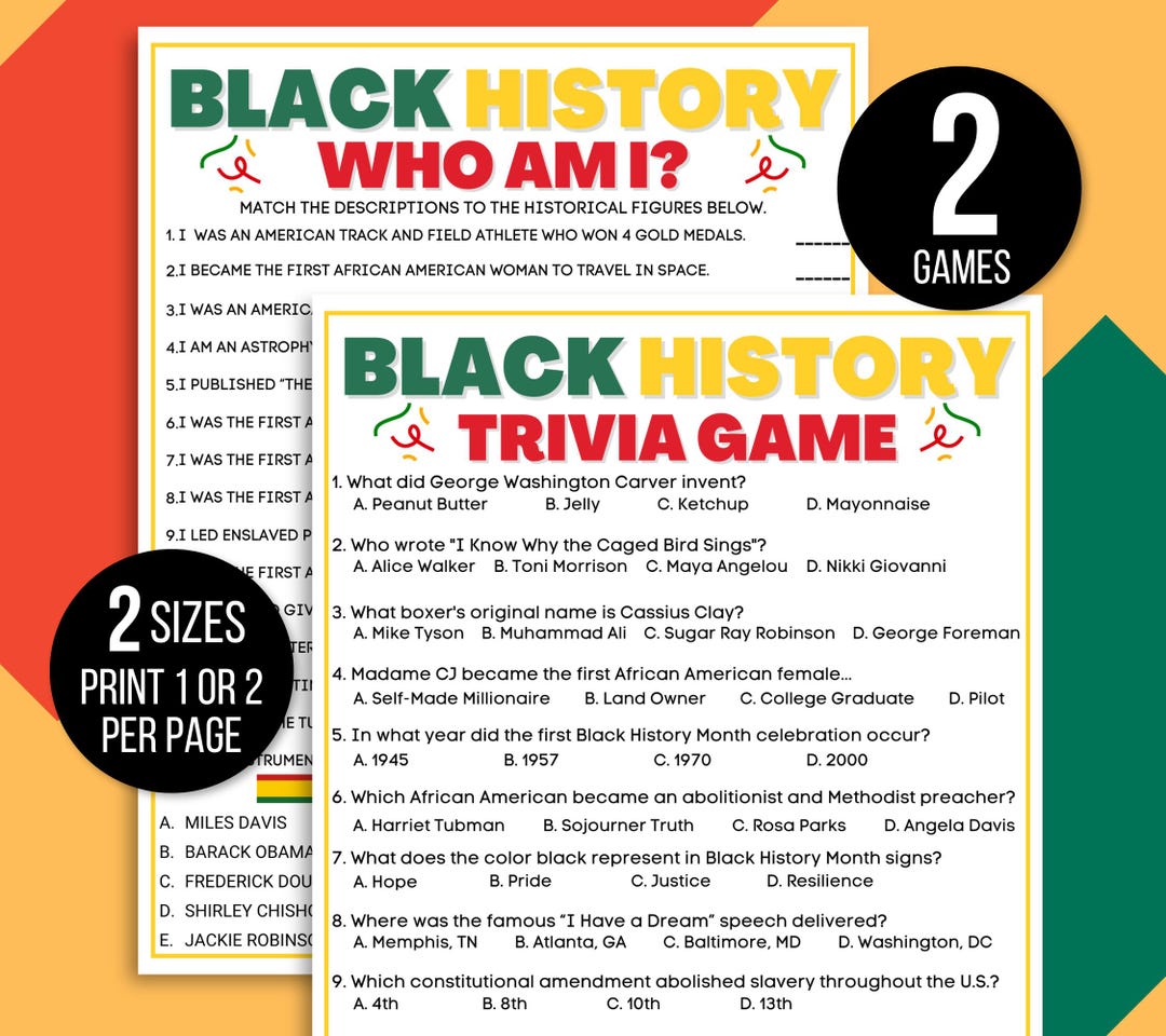 Black History Trivia, Black History Games, Black History Who Am I ...