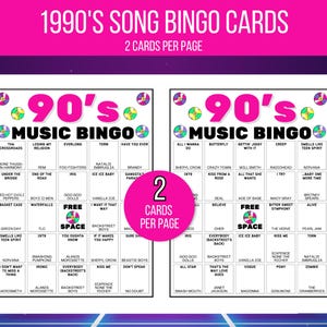 90s Bingo, 90s Song Bingo, 90s Music Bingo, 90s Retro Bingo, 50 ...