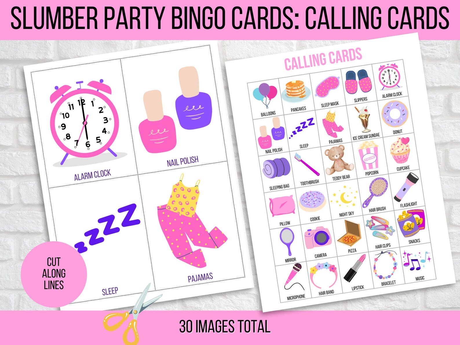 Slumber Party Bingo Pajama Party Bingo Sleepover Bingo 30 - Etsy