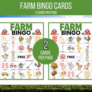 Farm Bingo, 30 Printable Farm Bingo Cards, Barnyard Bingo, Barnyard ...