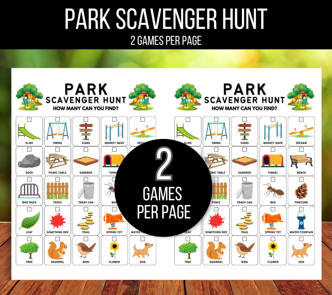 Park Scavenger Hunt for Kids, Outdoor Park Scavenger Hunt, Park ...