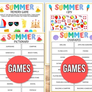 Summer Games Bundle, Summer Activities, Summer Party Games, Summer Game ...