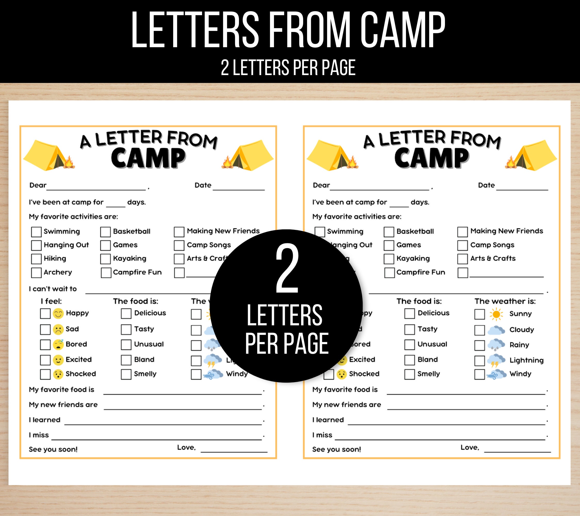 Letters From Camp, Summer Camp Letters, Printable Letter From Camp ...
