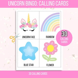 Unicorn Bingo, 30 Printable Unicorn Bingo Cards, Unicorn Birthday ...