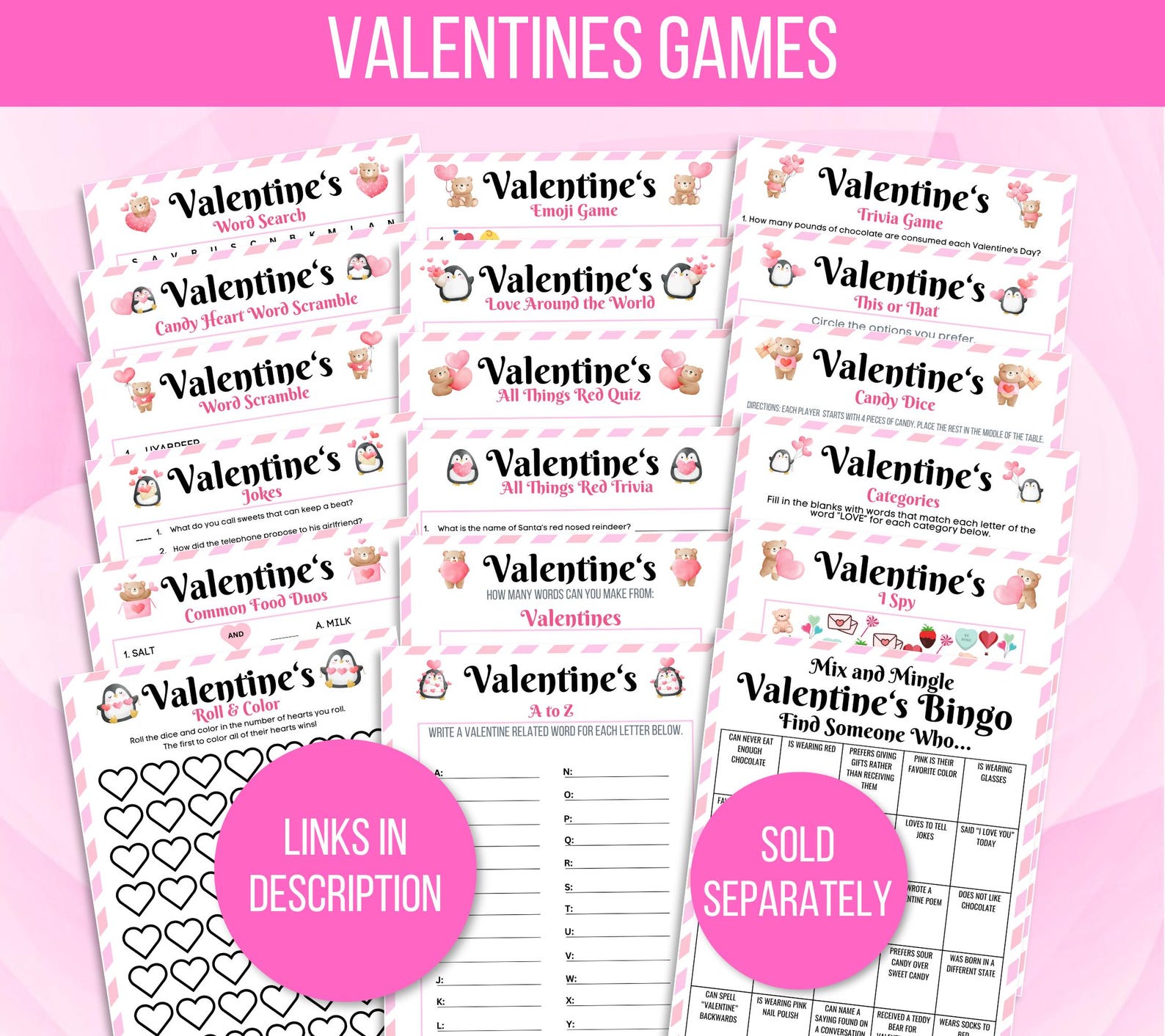 Valentine's Day Bingo Game for Kids: Instant Digital Download ...