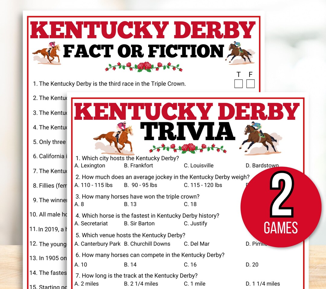 Kentucky Derby Trivia Game, Kentucky Derby Game, Kentucky Derby Trivia ...