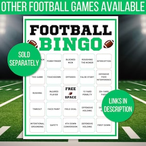 Football Bingo, 30 Printable Football Bingo Cards, Football Game ...
