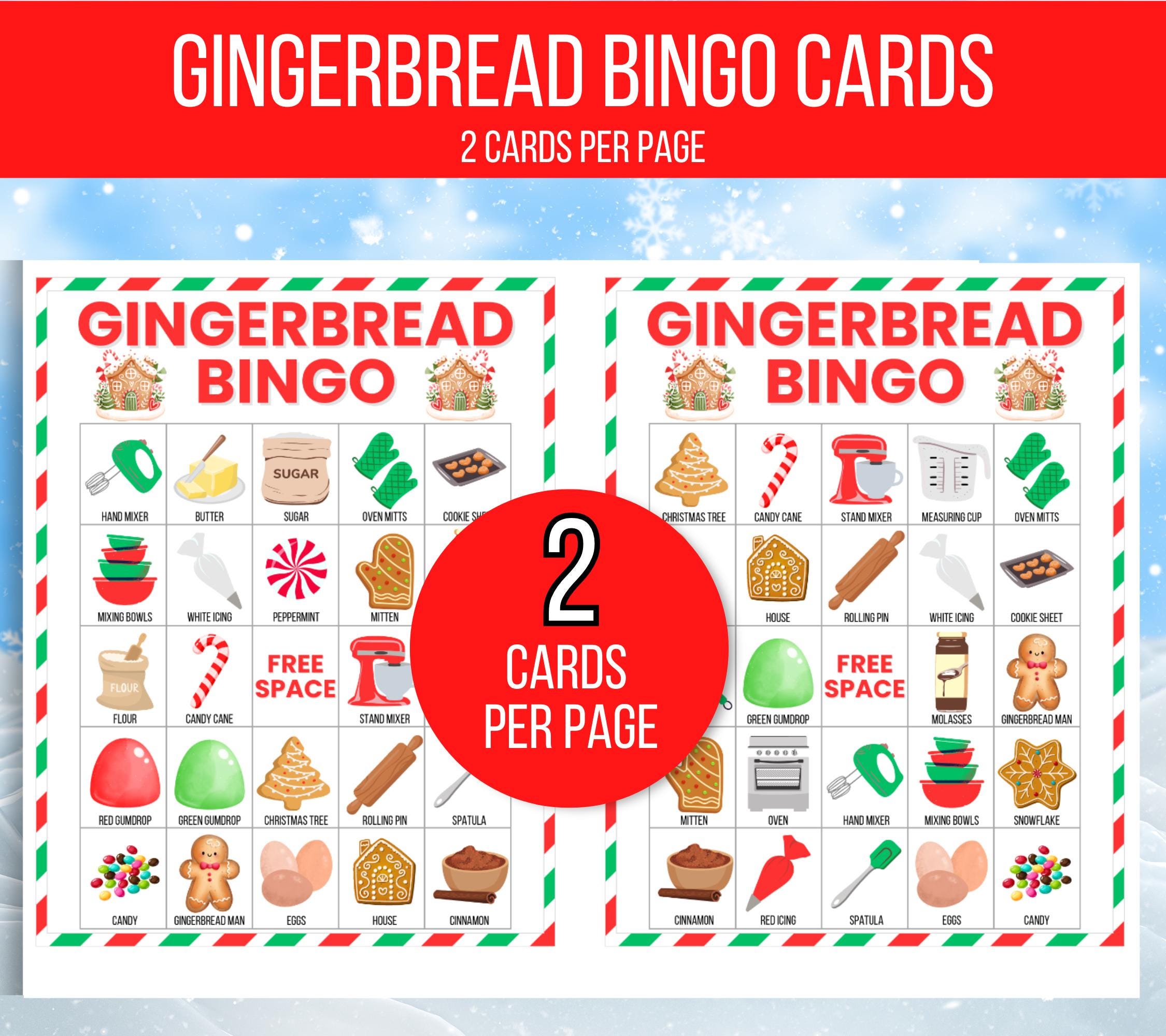 Gingerbread Bingo, 50 Gingerbread Bingo Cards, Christmas Baking Bingo ...