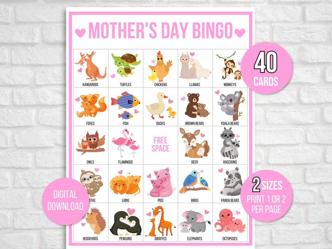 Printable Mother's Day Bingo, 40 Mother's Day Bingo Cards, Mother's Day ...