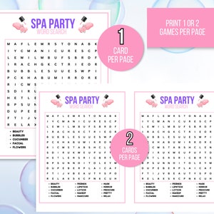 Spa Party Games Printable, Spa Party Activities, Girls Spa Party Games ...