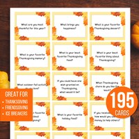 Kid's Thanksgiving Conversation Cards, Dinner Questions, Conversation ...