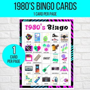 80s Bingo, 1980s Bingo, Retro Bingo, 30 Printable 1980s Bingo Cards ...