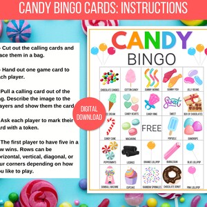 Candy Bingo, 30 Printable Candy Bingo Cards, Sweet Treats Bingo, Candy ...
