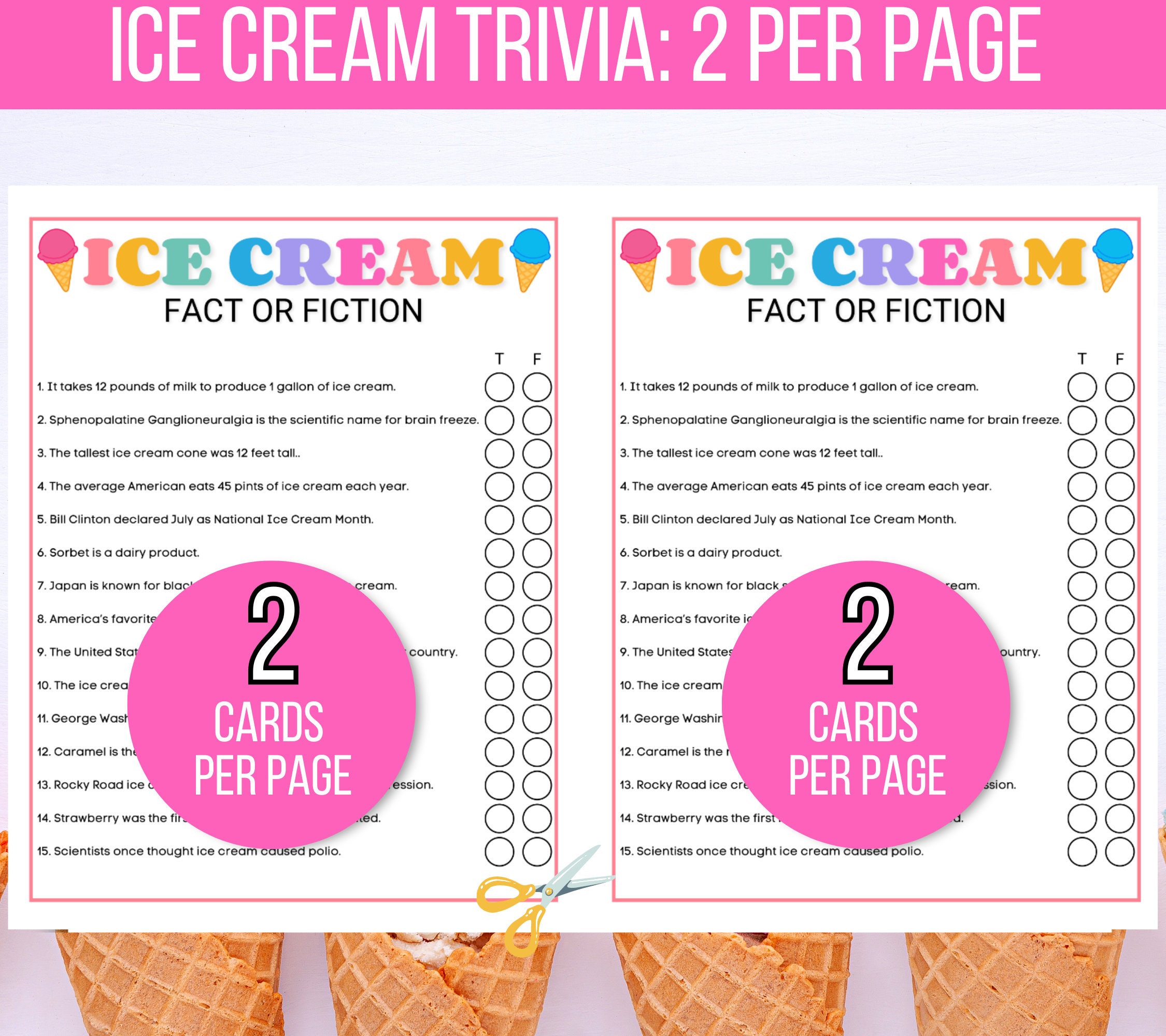 Ice Cream Trivia Game, Ice Cream Game, Ice Cream Social Game,ice Cream ...