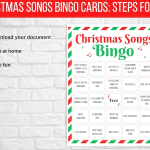 Christmas Songs Bingo, 50 Printable Christmas Songs Bingo Cards ...