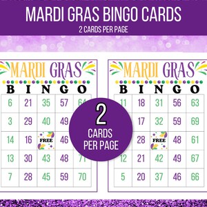 Mardi Gras Bingo, 200 Mardi Gras Bingo Cards, Mardi Gras Party Game ...