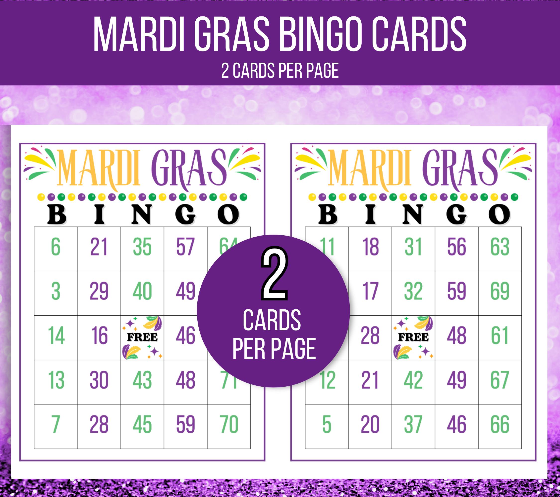 Mardi Gras Bingo, 200 Mardi Gras Bingo Cards, Mardi Gras Party Game ...