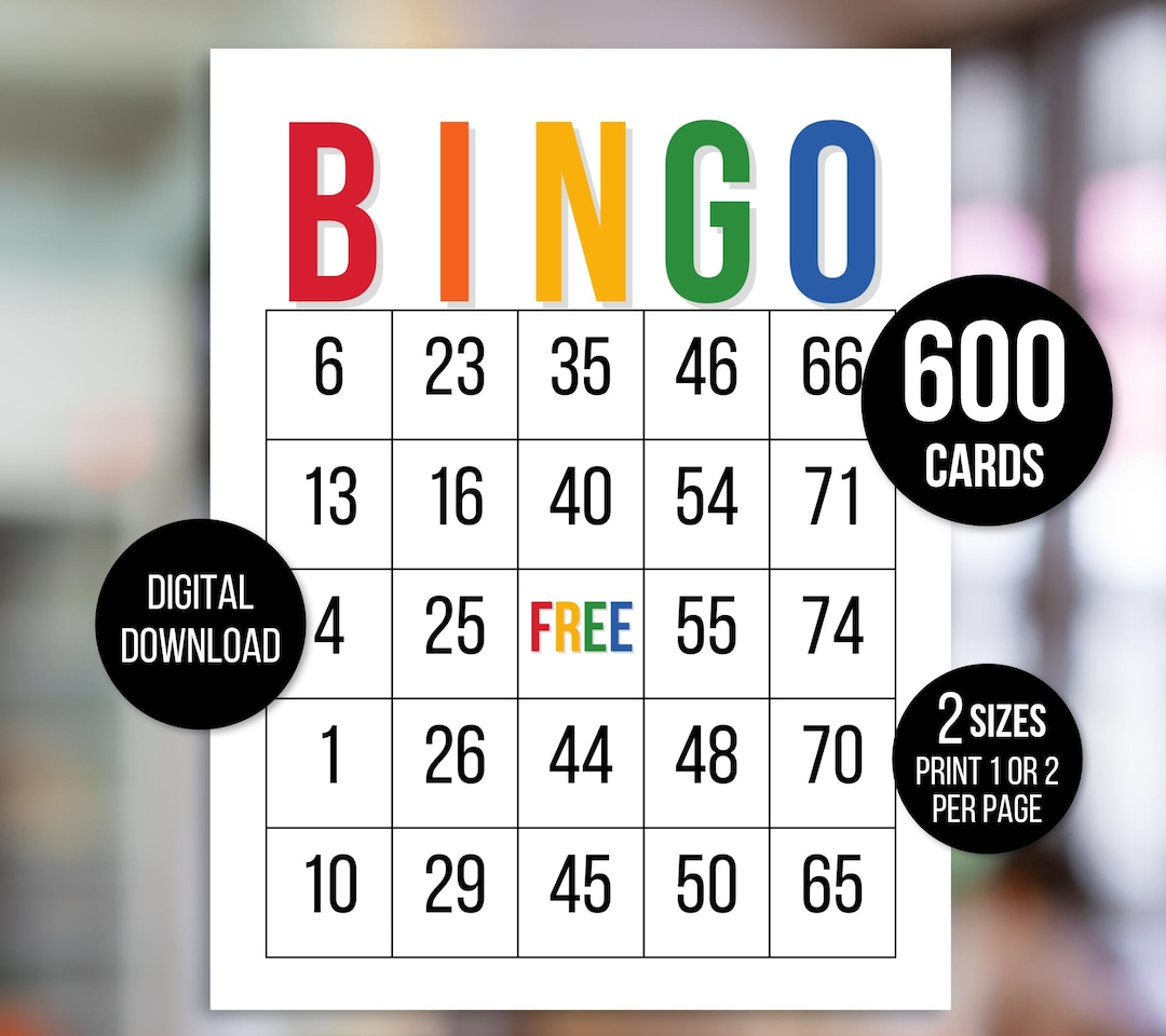 600 Bingo Cards, Rainbow Carte Bingo, 600 Rainbow Bingo Cards, Number ...