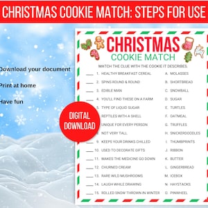 Christmas Cookie Match Game, Christmas Games, Printable Christmas Games ...