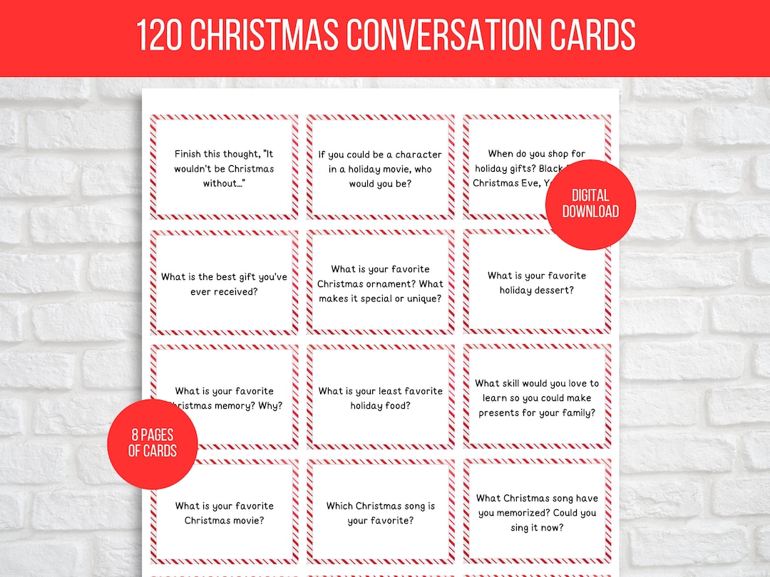 120 Christmas Conversation Cards, Christmas Icebreaker Questions ...